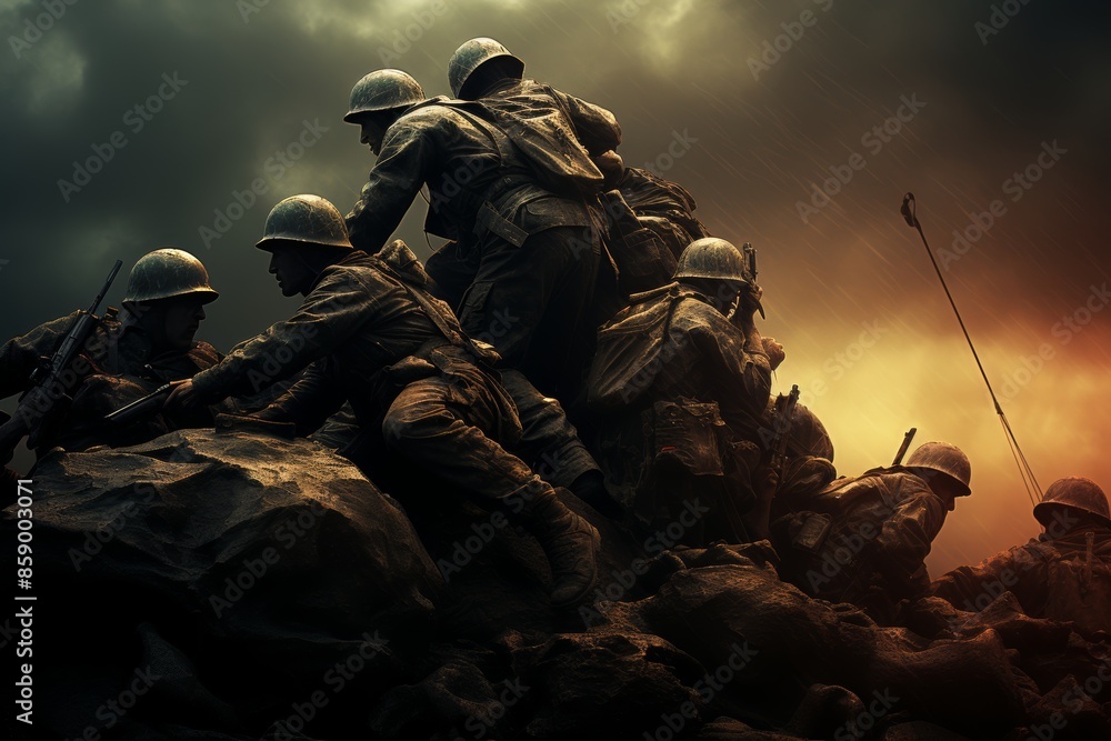 D day normandy landing 1944 memorial design blueprint template for ...