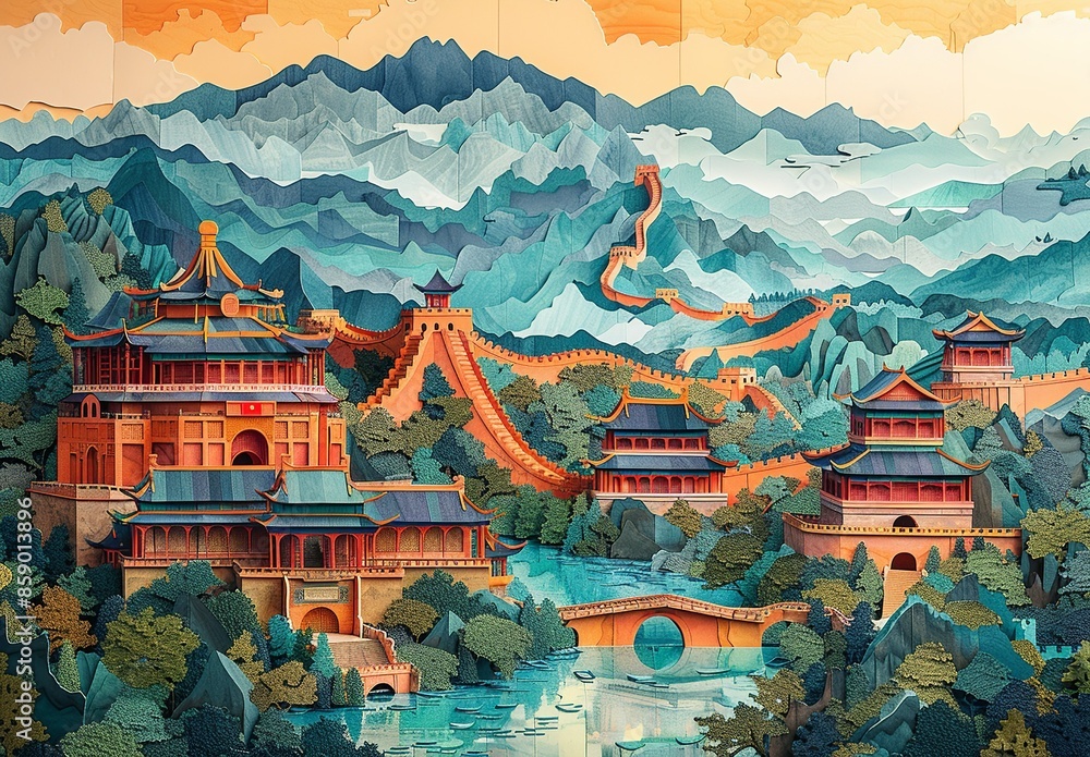 A stunning paper craft representation of Beijing, China, highlighting ...