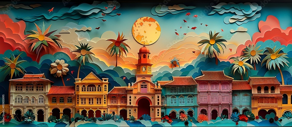 Delicate paper craft artwork of Penang's George Town, featuring the ...