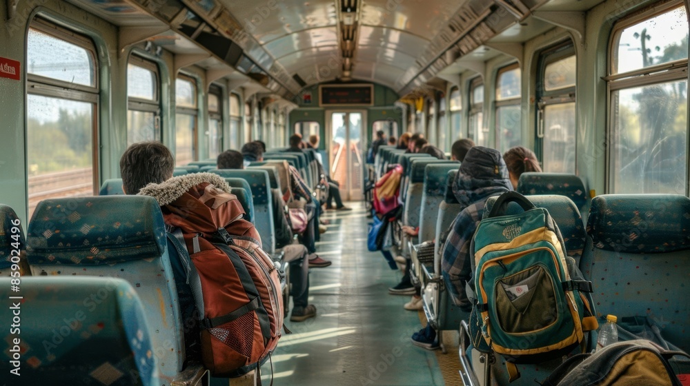 The train slowly chugs away from the station carrying these backpackers ...
