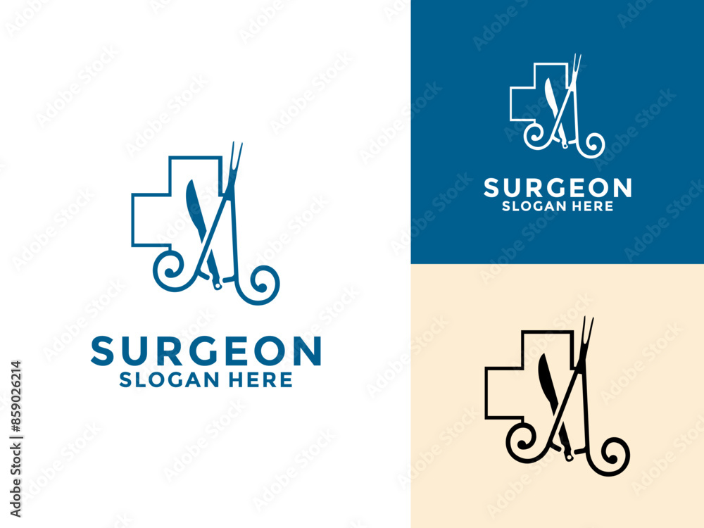 Vetor de Surgeon logo vector design, Surgery department logo. Medical ...