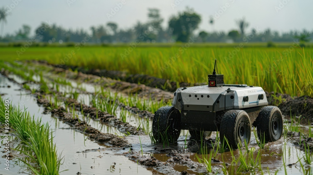 Advanced robotics in a rice farm, demonstrating the role of technology ...