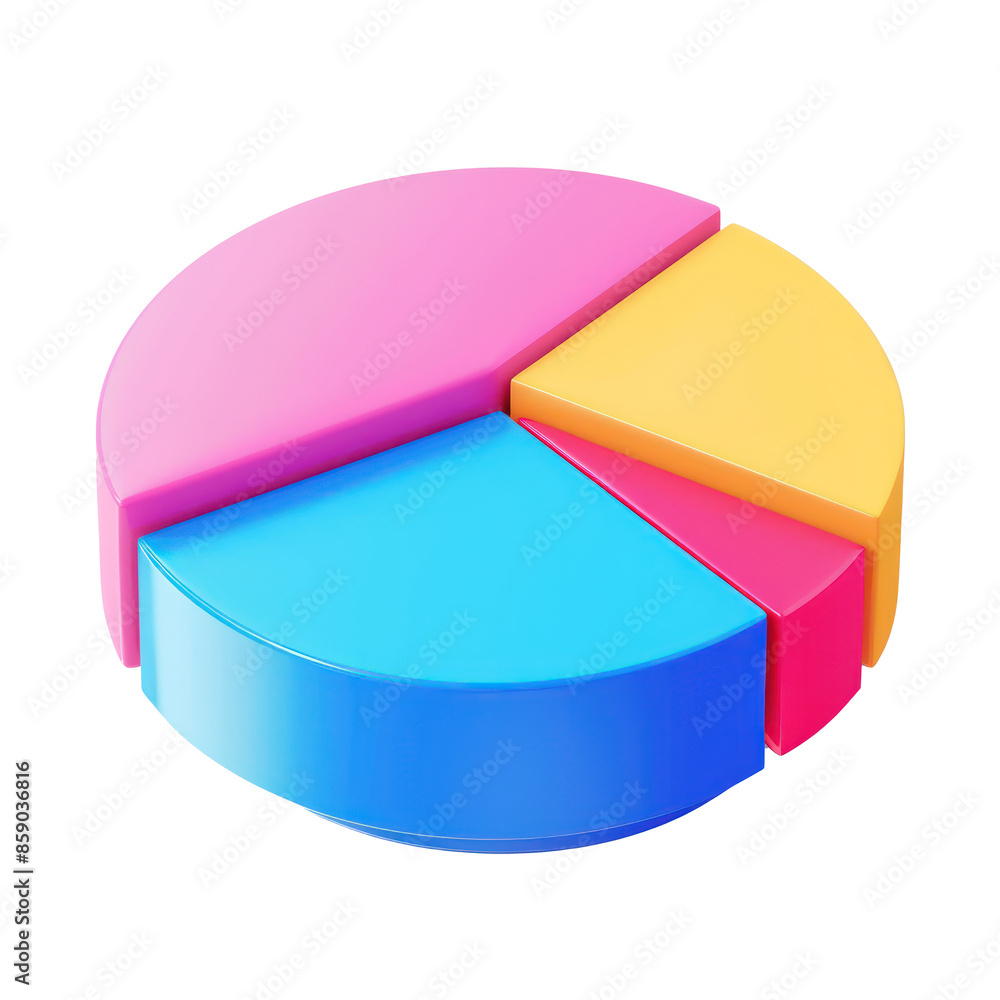 Round chart 3d icon cartoon style floating on transparency background ...
