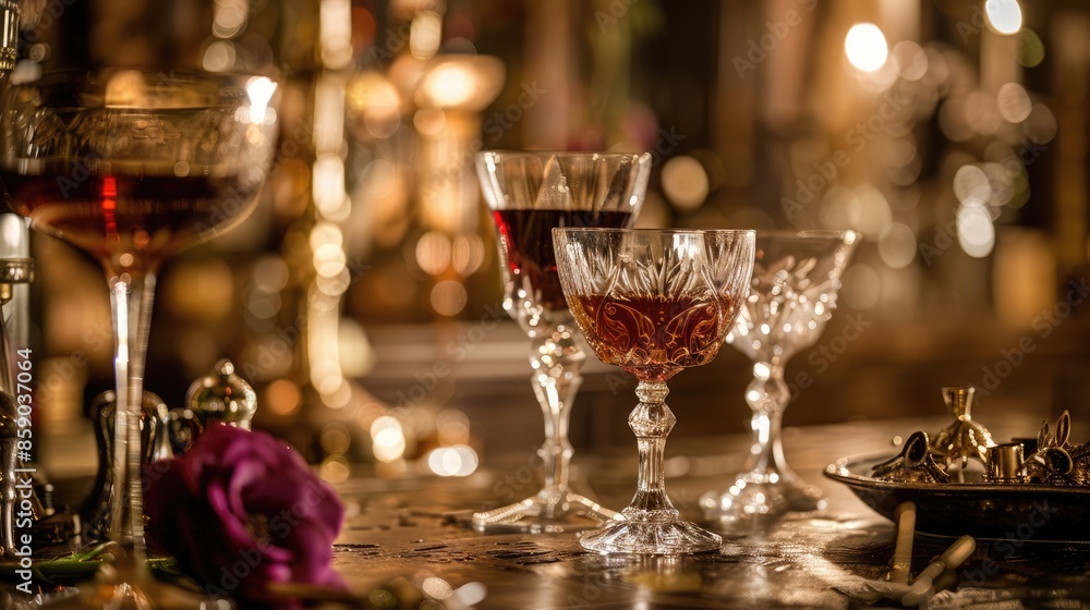 Glamorous Prohibition era cocktail party setting featuring vintage ...