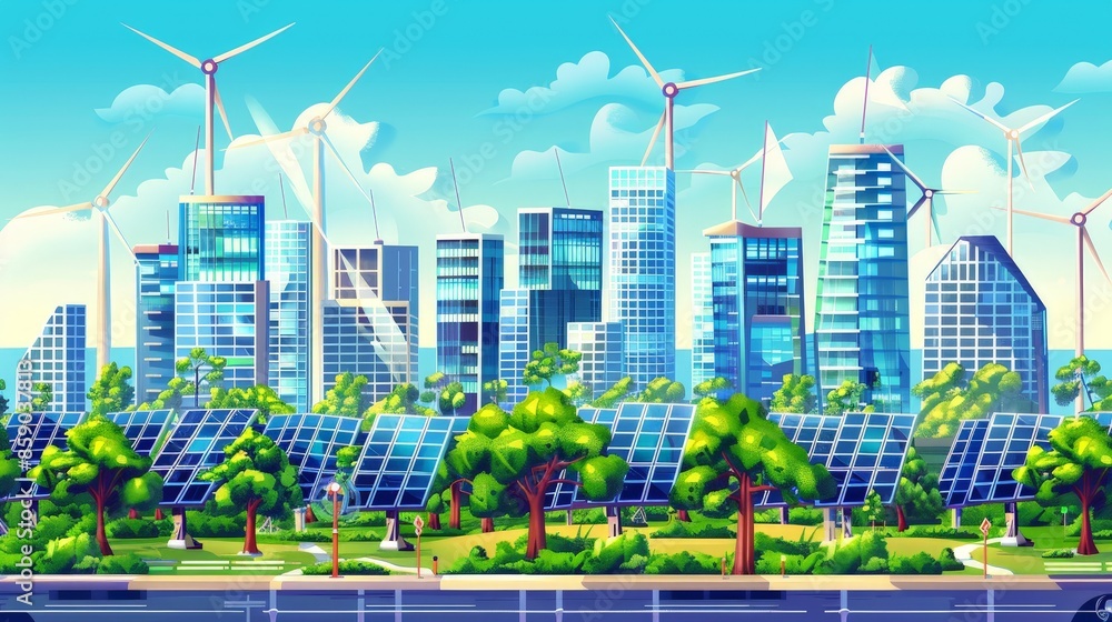 Visualize a smart city grid where renewable energy sources are ...