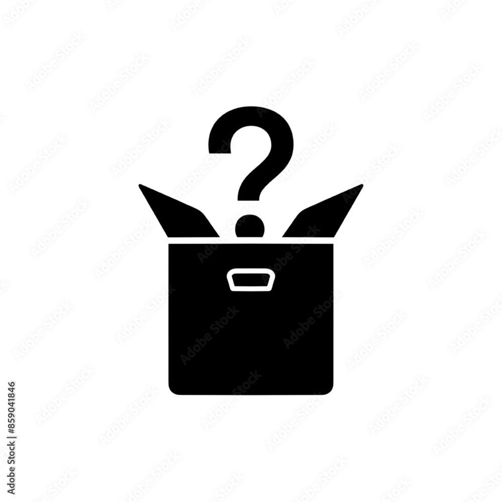 Mistery box line icon. Simple outline style. Carton, open, magic, mark ...