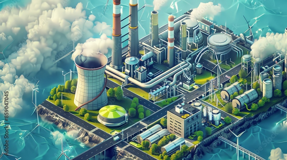 Industrial Complex on a Floating Island - A complex of industrial ...