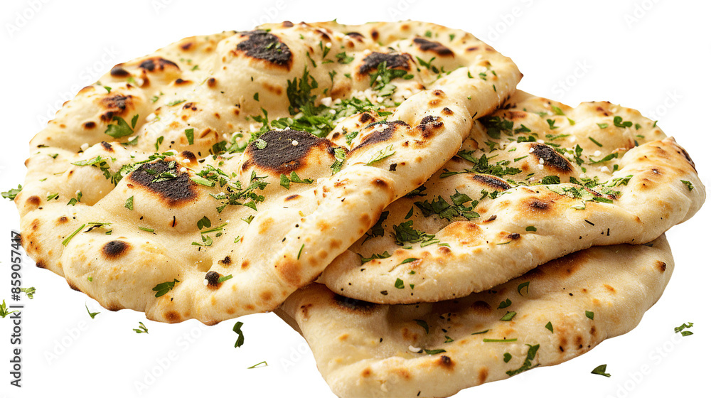 Authentic Indian Naan Bread on Transparent Background - Traditional ...