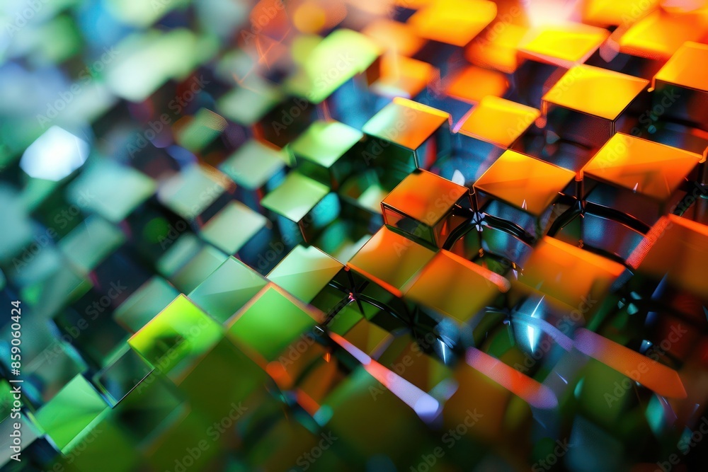 Abstract Background, a complex 3D lattice of hexagonal prisms in a ...