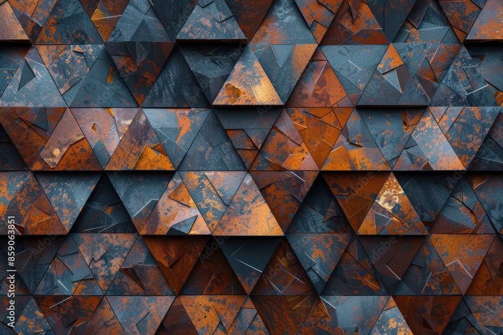 Abstract Background, a futuristic 3D tessellation of triangular prisms ...