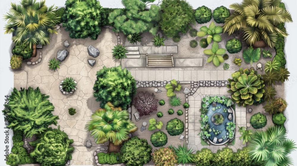 Park Elements: Top View Collection for Landscape Design and Maps with ...