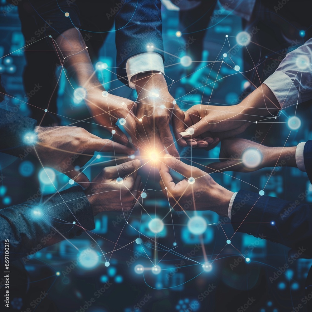 Teamwork and human resources HR management technology concept in ...