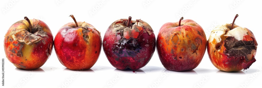 Decay. Five Apples Showing Various Stages of Ageing and Decay Stock ...