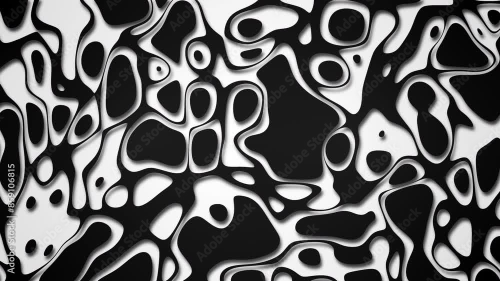 Abstract spots and lines of black paper cut out artistic background ...