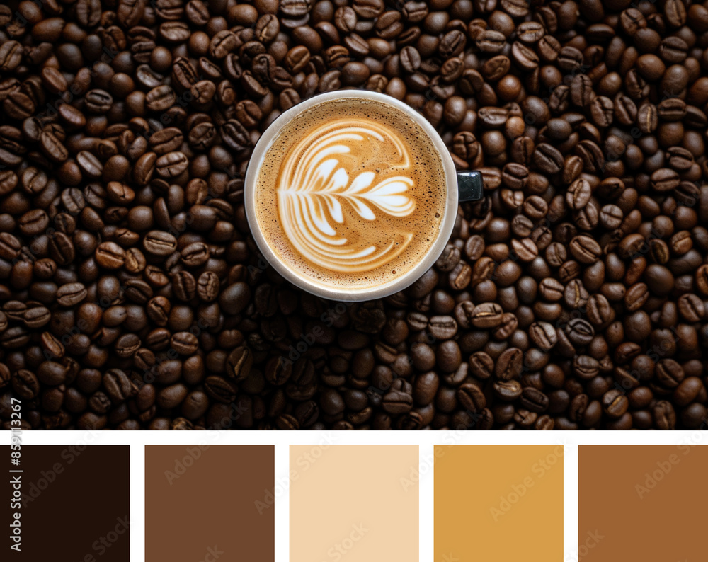 Color palette of cup coffee with bean, color scheme of coffee cup with ...