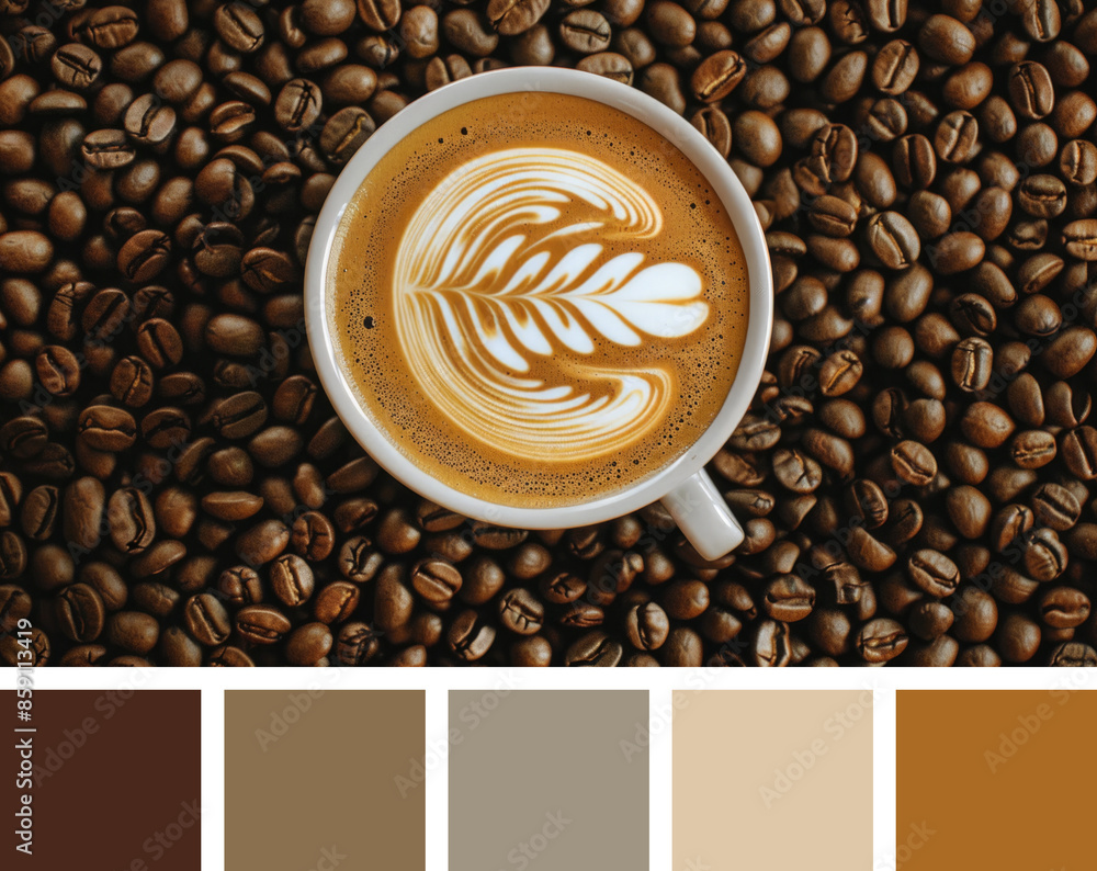 Color palette of cup coffee with bean, color scheme of coffee cup with ...