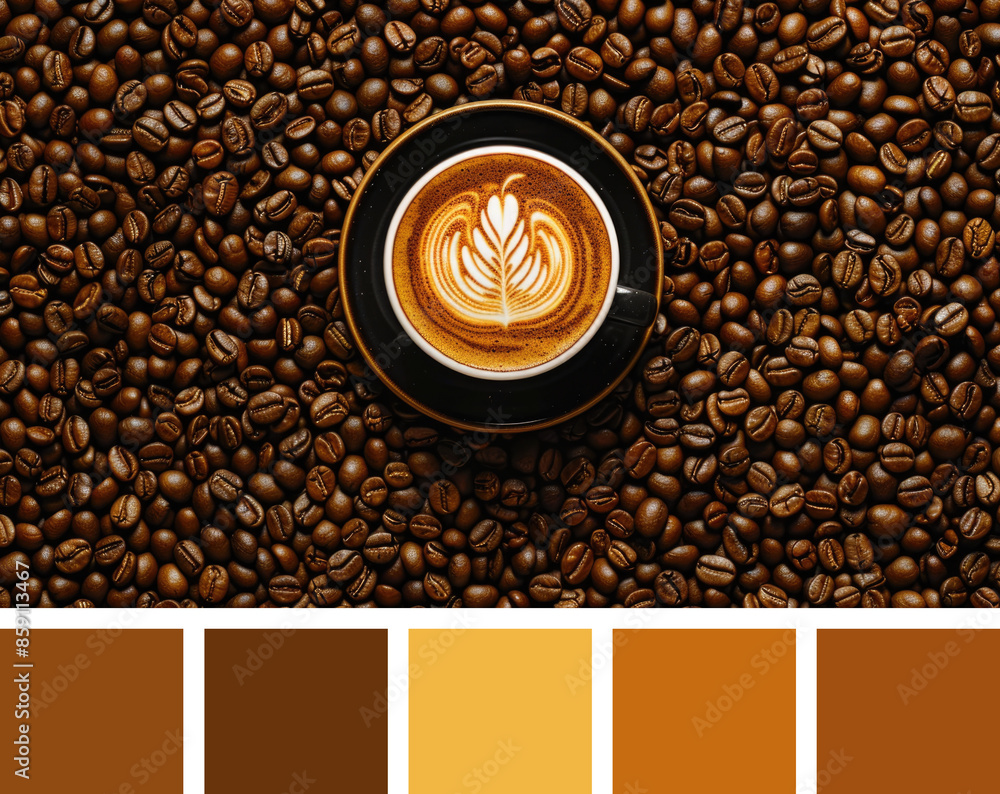 Color palette of cup coffee with bean, color scheme of coffee cup with ... Color palette of cup coffee with bean, color scheme of coffee cup with ...