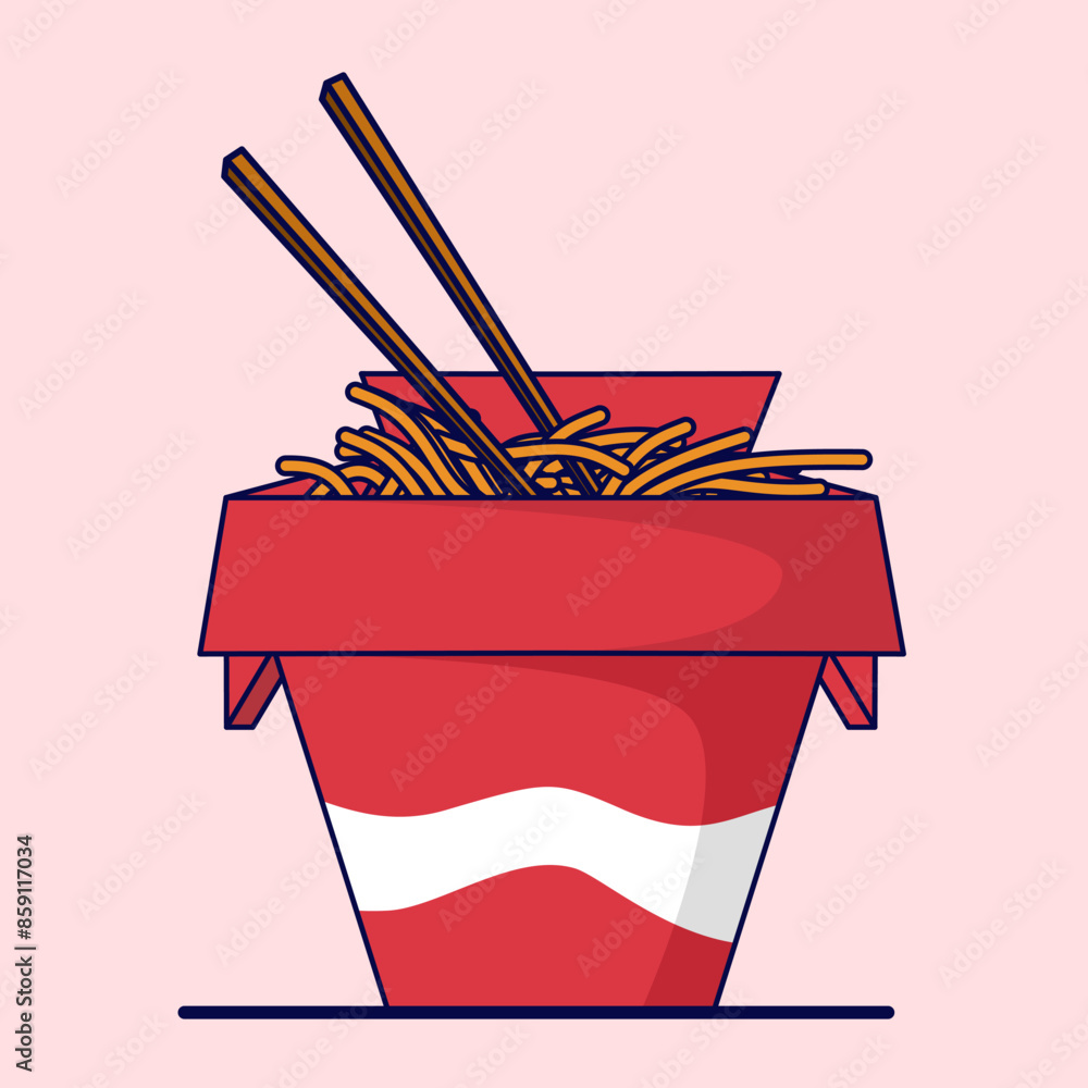 Cute Noodle Box Cartoon, Asian food character concept, noodles, wok box ...