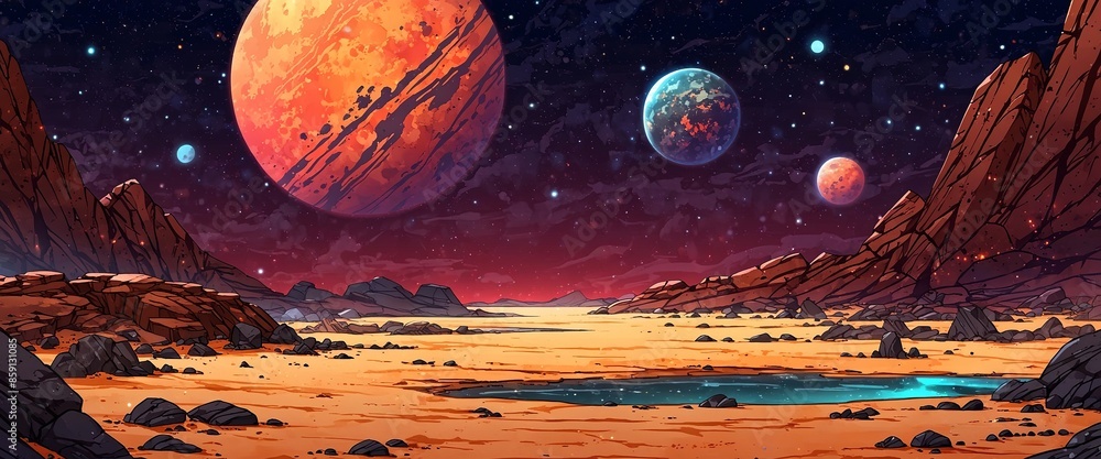 Alien planet landscape for space game background Fantasy wallpaper with ...