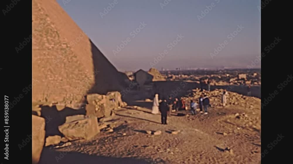 CAIRO, GIZA, EGYPT, AFRICA - circa 1987: Egyptian Bedouin men by the ...