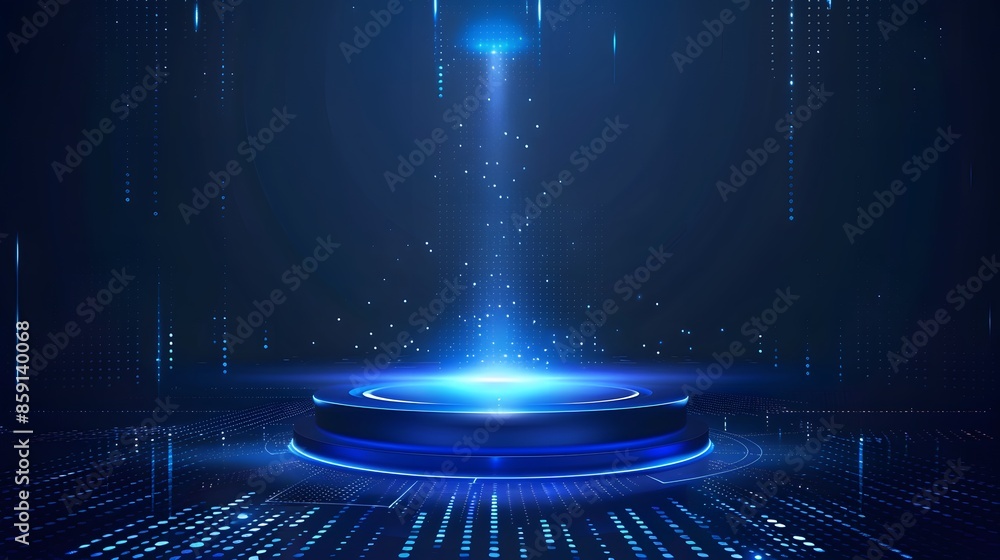 Vector illustrations of Futuristic digital technology stage with ...