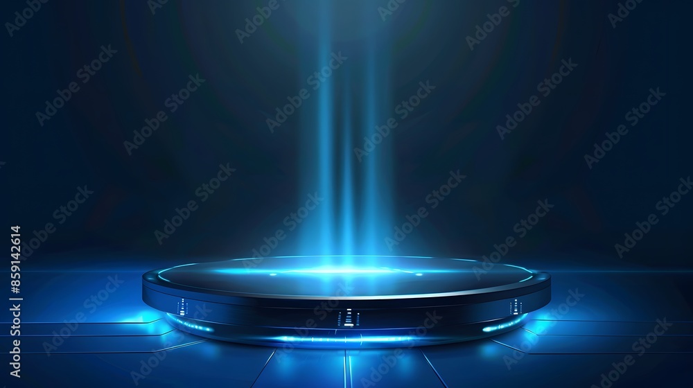 Vector illustrations of Futuristic digital technology stage with ...