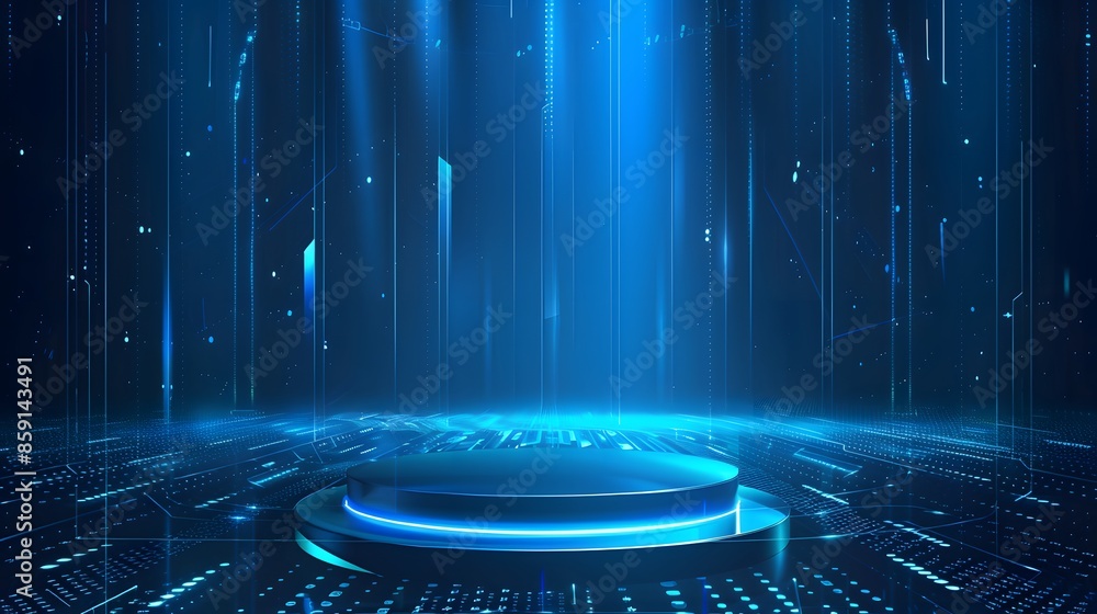 Vector illustrations of Futuristic digital technology stage with ...