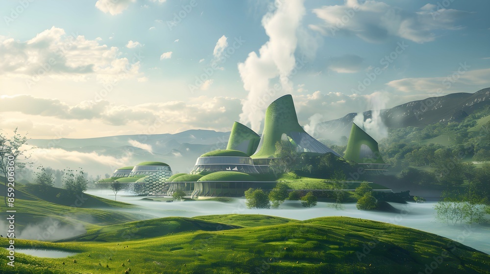 geothermal energy plantation with unique architectural designs emits ...