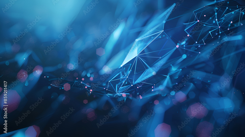 3D network connections with plexus design background,Abstract Plexus Blue Geometrical Shapes ...