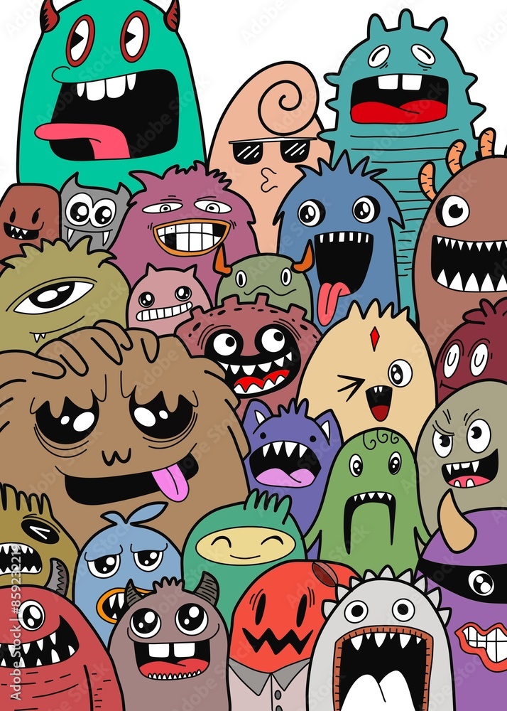 Hand-drawn illustrations, monsters doodle, Hand Drawn cartoon monster ...