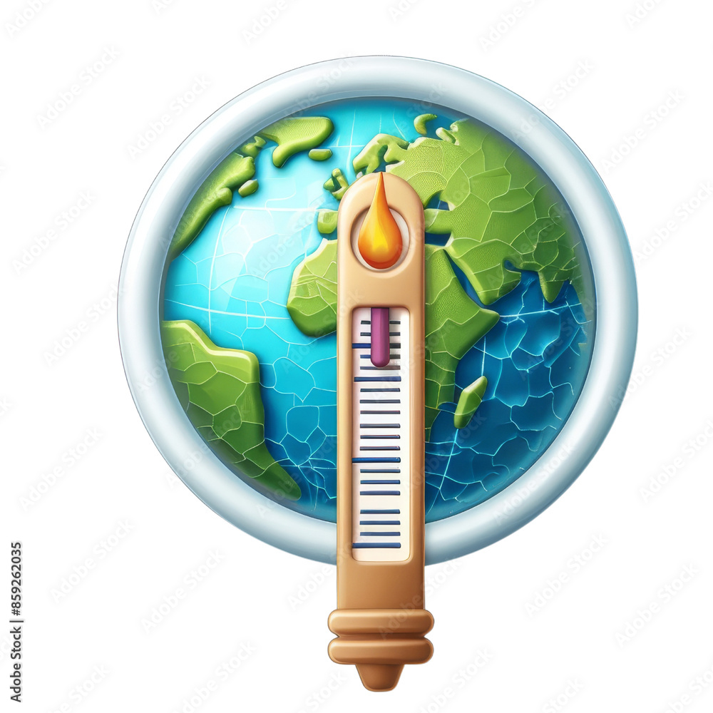 Earth with thermometer representing global warming and rising ...