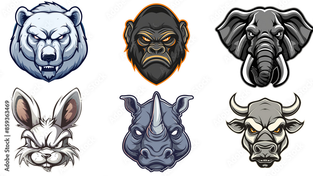 Fierce Animal Mascot Logos - A collection of six striking animal ...