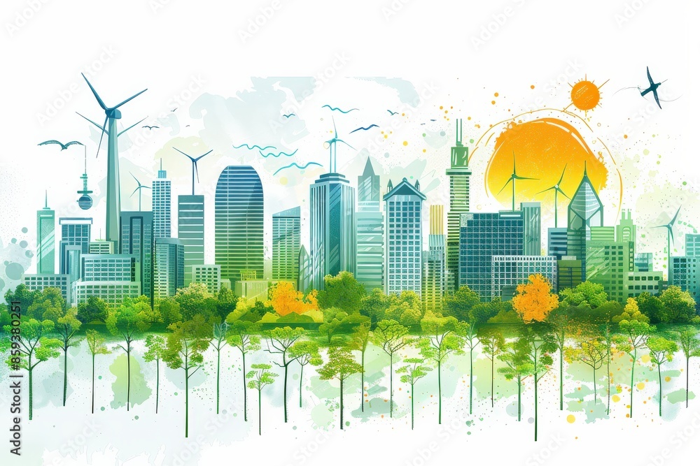 Clipart illustration of a market showcasing various renewable energy ...