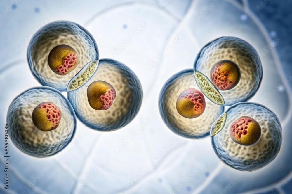 ภาพประกอบสต็อก the stages of cell division (mitosis), from a single ... ภาพประกอบสต็อก the stages of cell division (mitosis), from a single ...