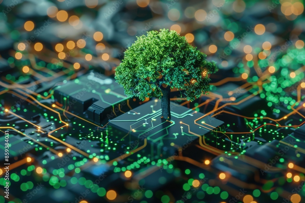 Realistic depiction of AI in environmental science, predicting climate ...