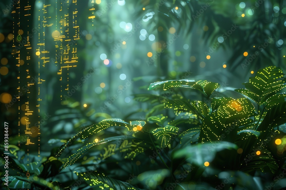 Realistic depiction of an AI system identifying plant species in a ...