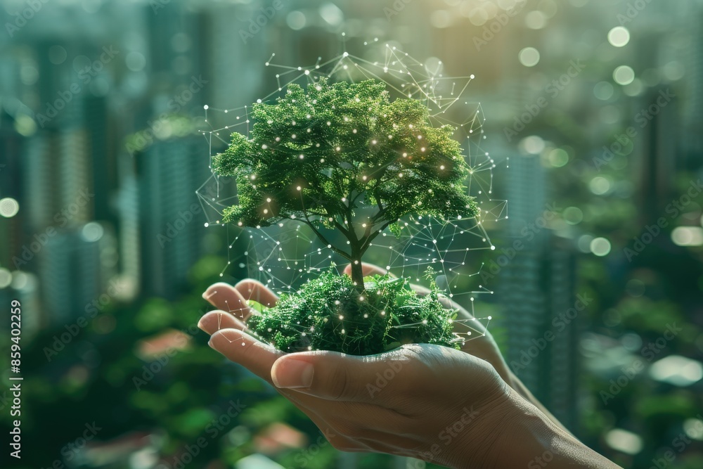 Realistic illustration of AI in environmental predictions, forecasting ...