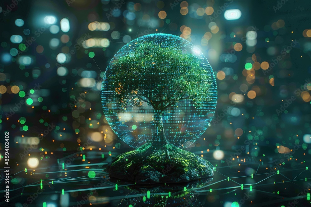 Realistic illustration of AI in environmental predictions, forecasting ...