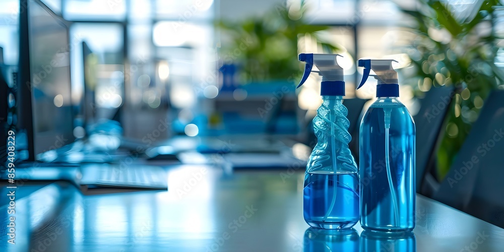 Office desk sanitized by professional cleaners for thorough ...