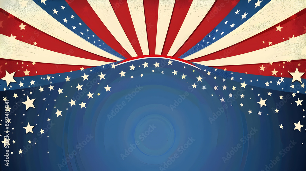 Patriotic background with stars and stripes in red, white, and blue ...