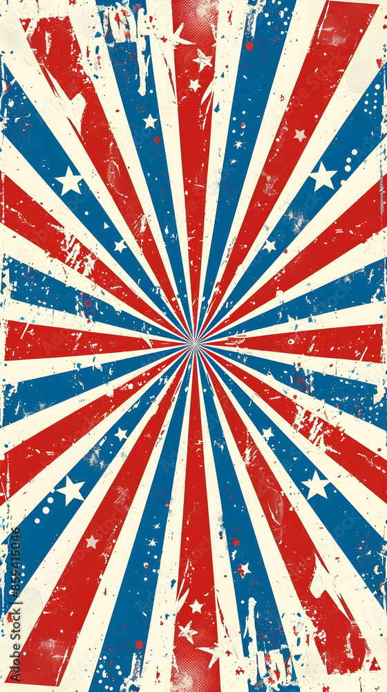 Vintage patriotic background with red, white, and blue starburst ...