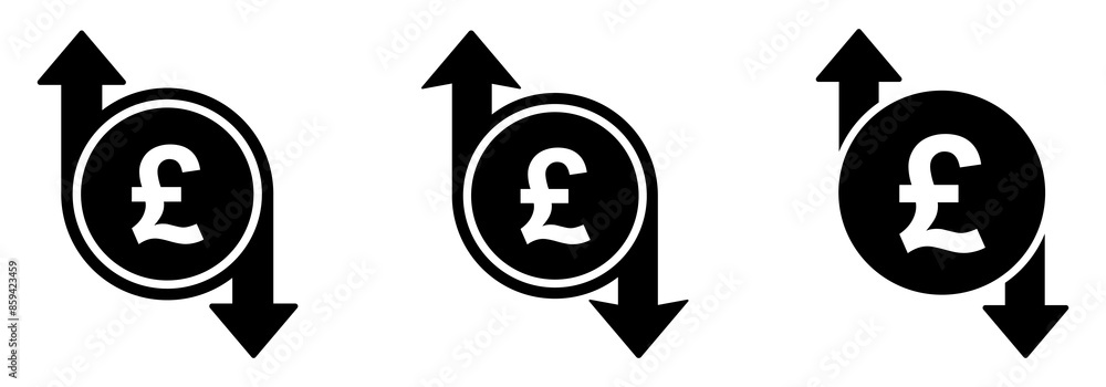 Pound rate rise and fall vector signs. Cost increase and decrease vector icons Stock Vector ...