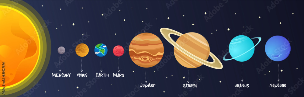 solar system planets vector illustration isolated on sky space ...
