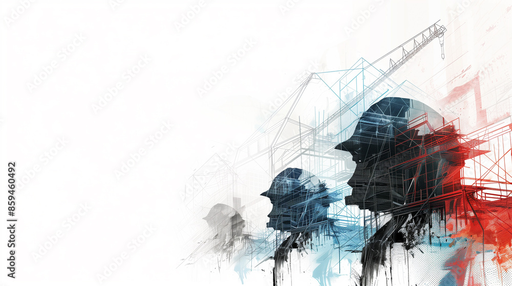mockup work at a construction site. Abstract background with space for ...