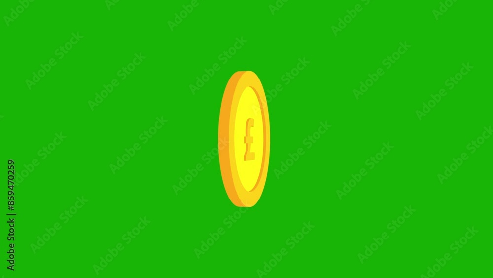 Gold Pound coin animation, Rotating Pound sign on Green Screen ...