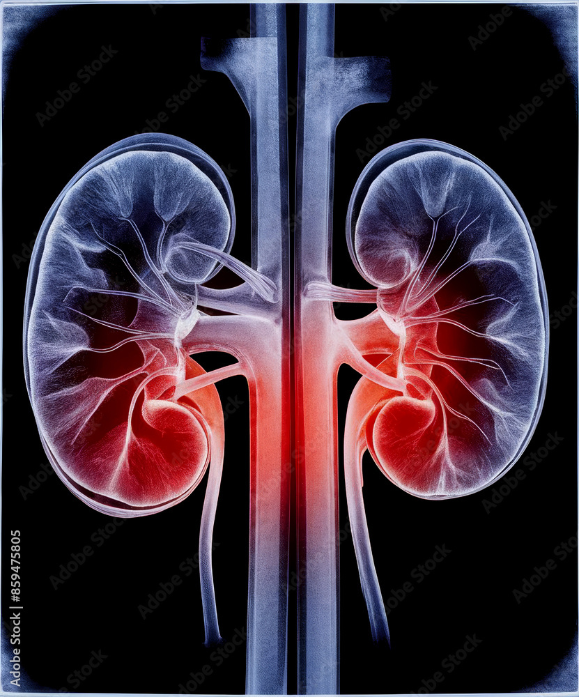 Detailed X-ray of Human Kidneys Revealing Inner Structures Stock ...