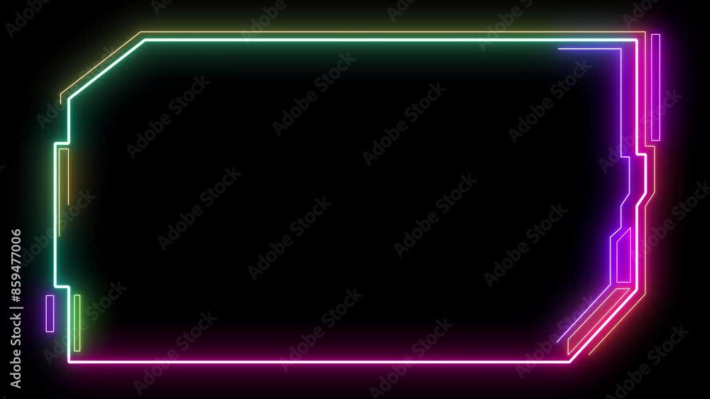 Abstract futurism retro style 80s-90s. LED frame party neon lights ...