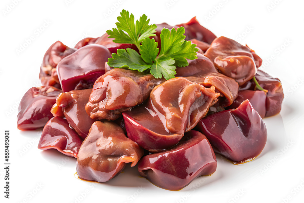 Raw chicken livers on isolate white background, clipping path ...