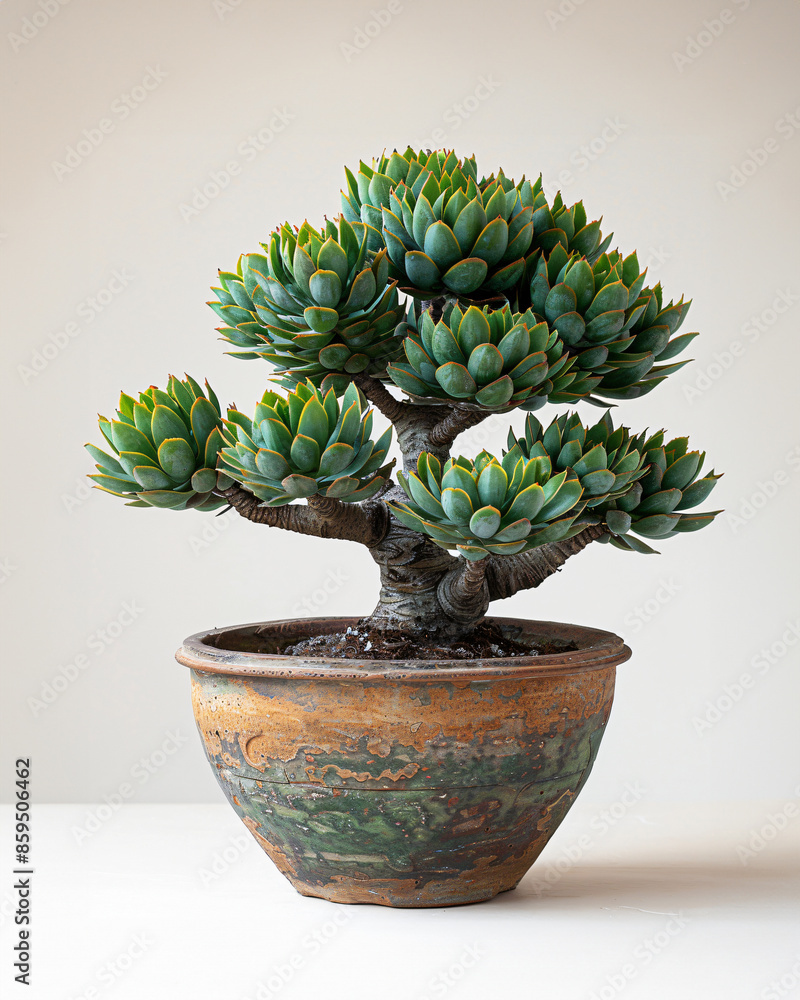 Ancient monkey puzzle tree with spiky, scale-like leaves in a large ...