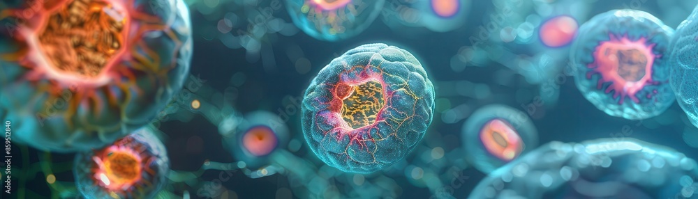 Nuclear and cytoplasmic changes during interphase, microscopic view ...